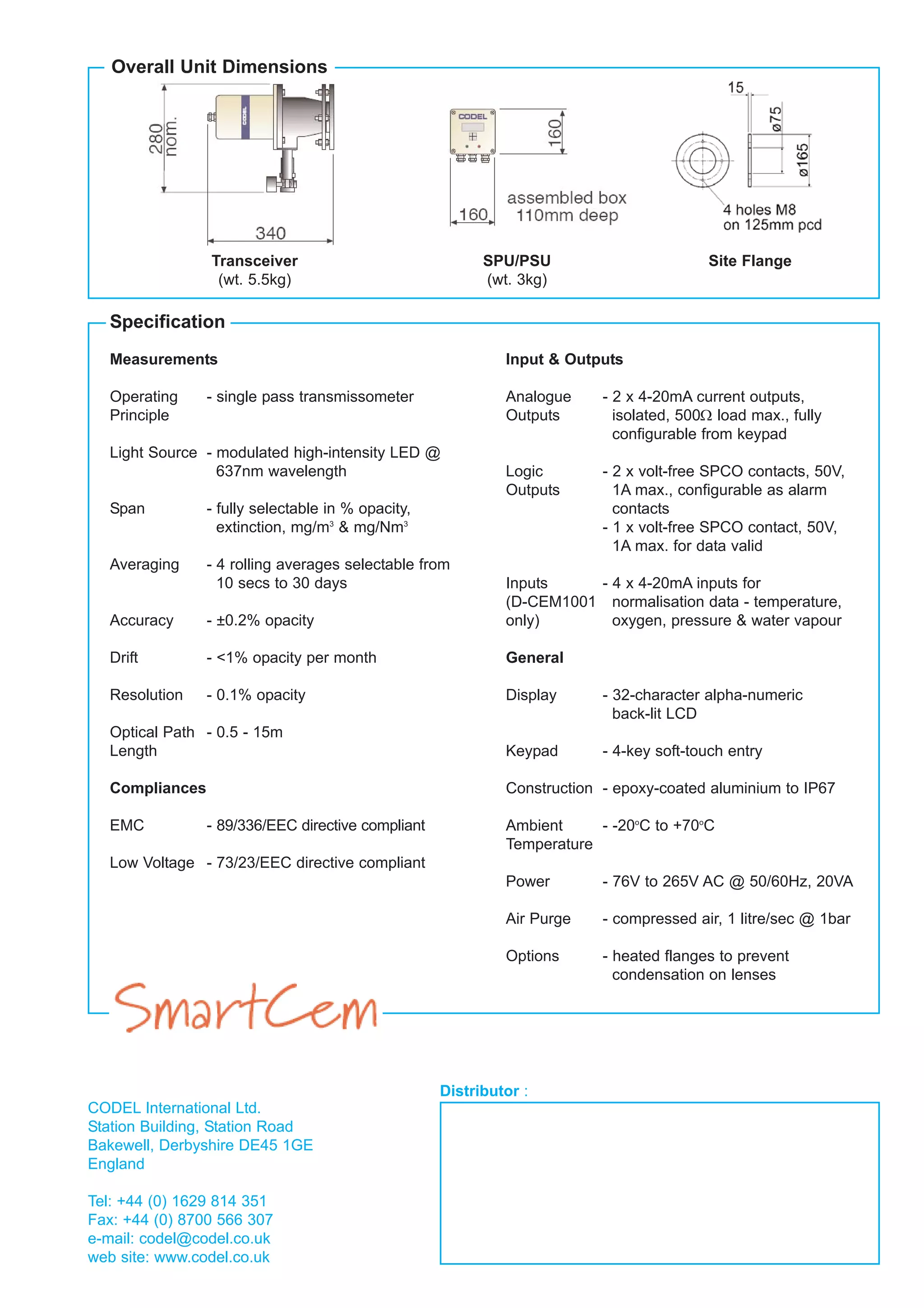 DCEM1000 1001 d-codel datasheet-cem1000_1001 opacity monitor | PDF