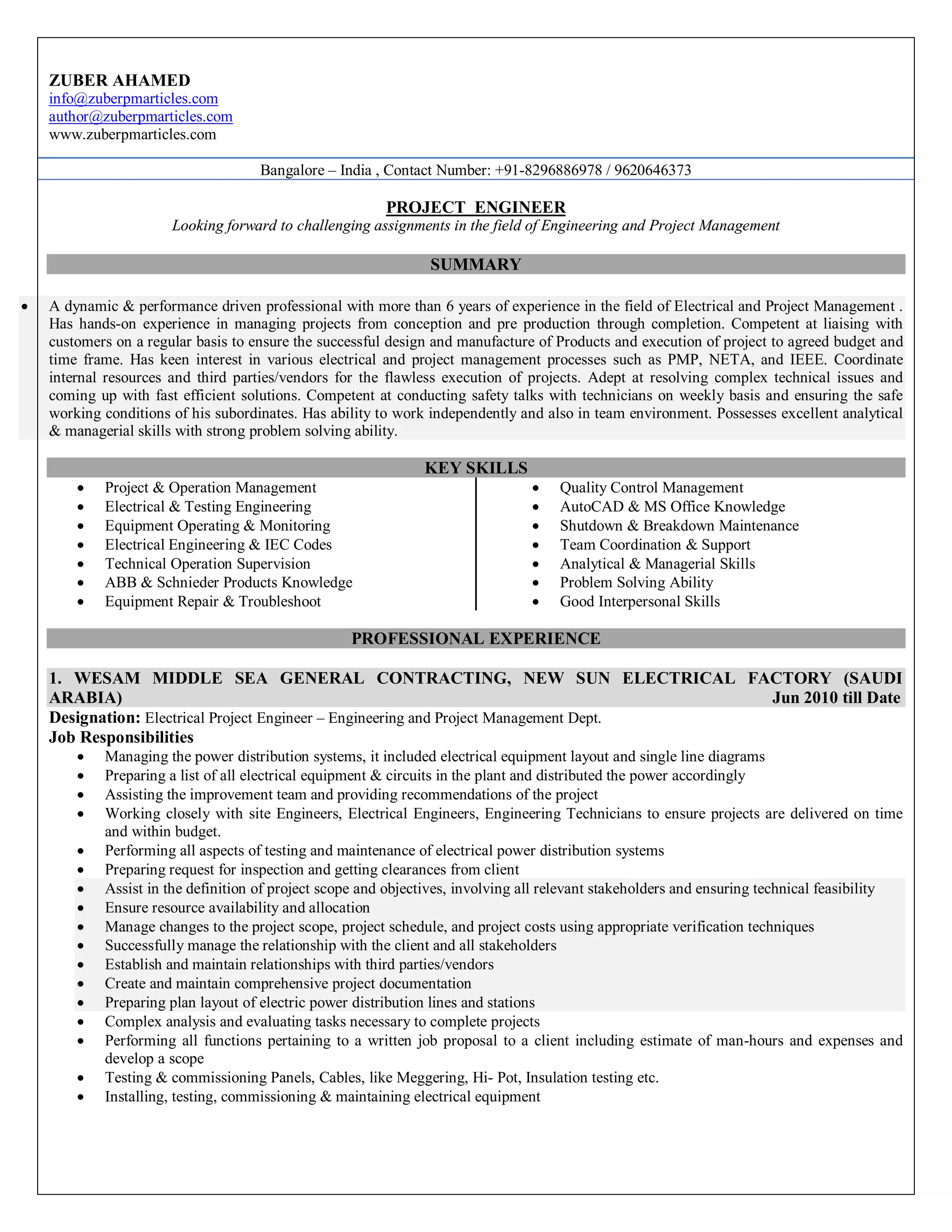 Zuber Ahamed Resume _2016 | PDF