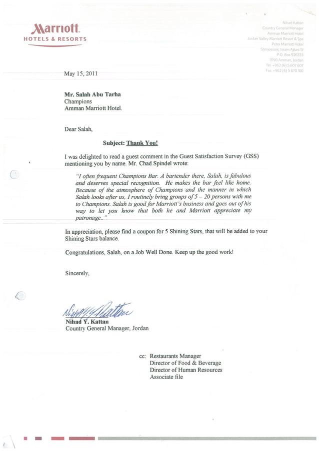 Marriott Thank You | PDF