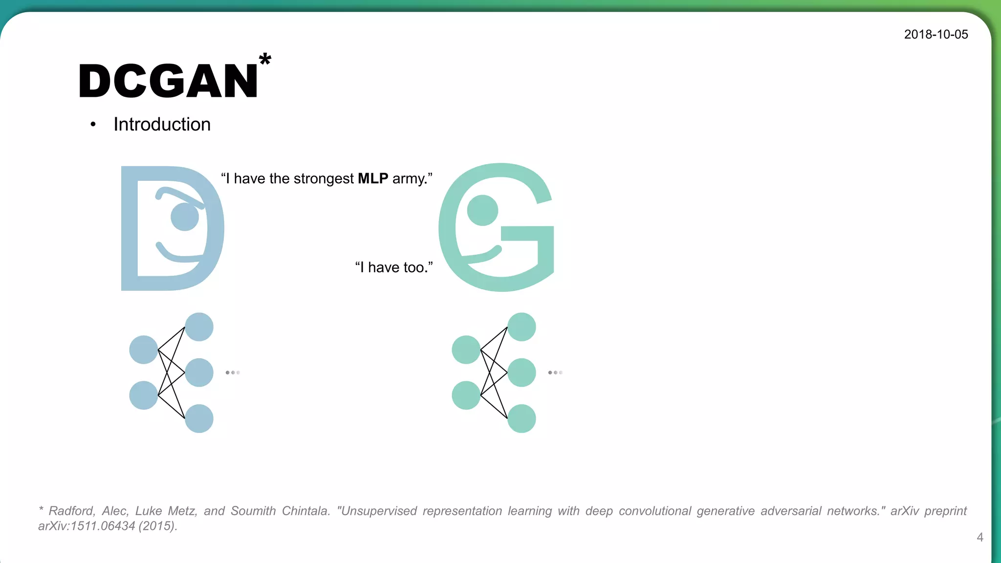 Deep Convolutional GANs - meaning of latent space | PPT