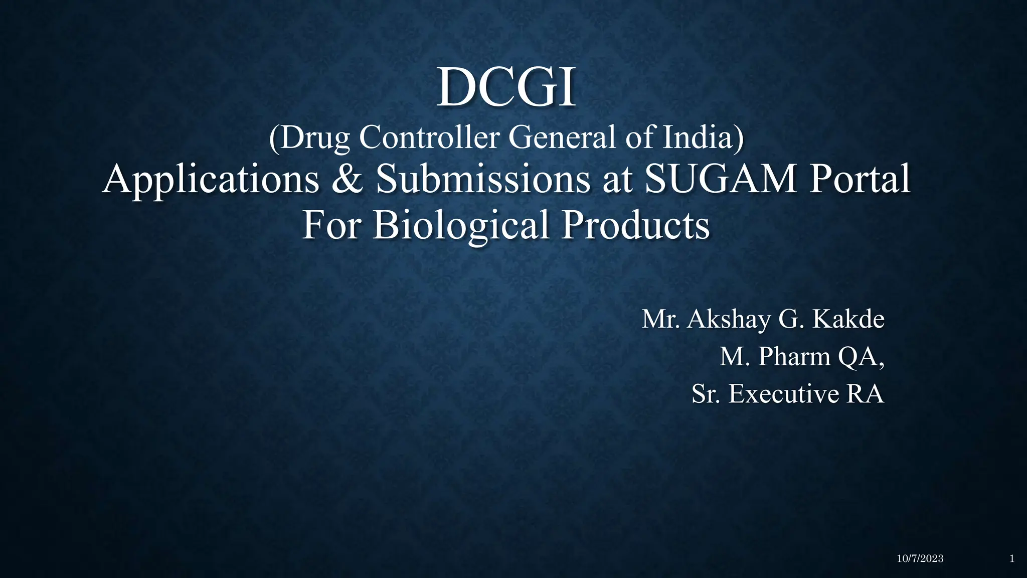 DCGI Applications and Submissions at SUGAM Portal.pptx