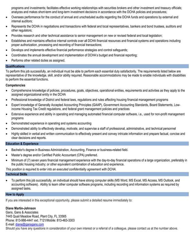 District of Columbia Housing Authority (DCHA) Deputy Director of ...