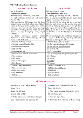 Dịch nghĩa và giải thích chi tiết starter toeic unit 3 | DOCX