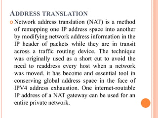 DCHP,NAT,forwarding of ip packets | PPTX