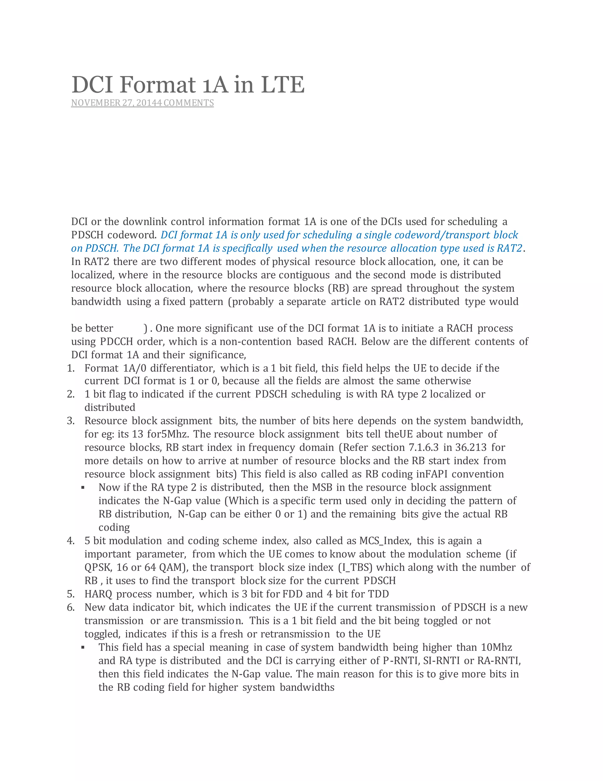 Dci format 1 a | DOCX