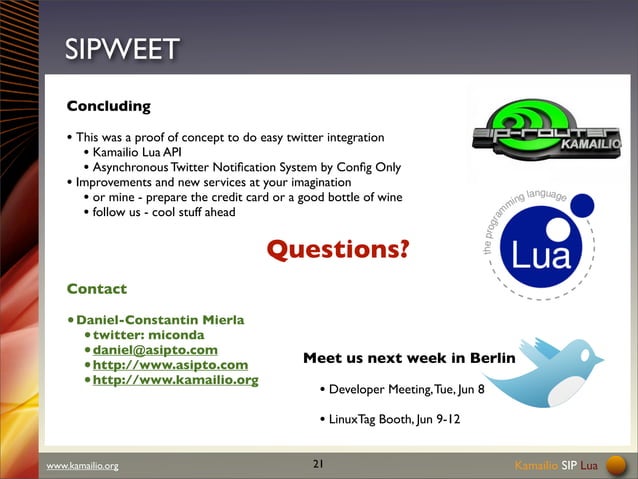 Kamailio Sip Routing In Lua Pdf Programming Languages Computing