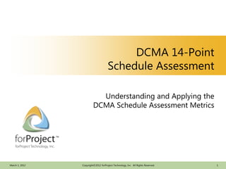 DCMA 14-Point Schedule Assessment for Checking Quality | PDF