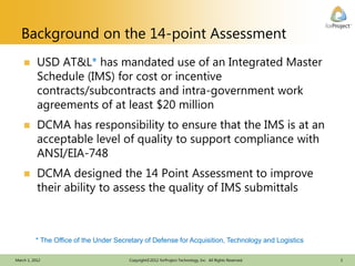 DCMA 14-Point Schedule Assessment for Checking Quality | PDF