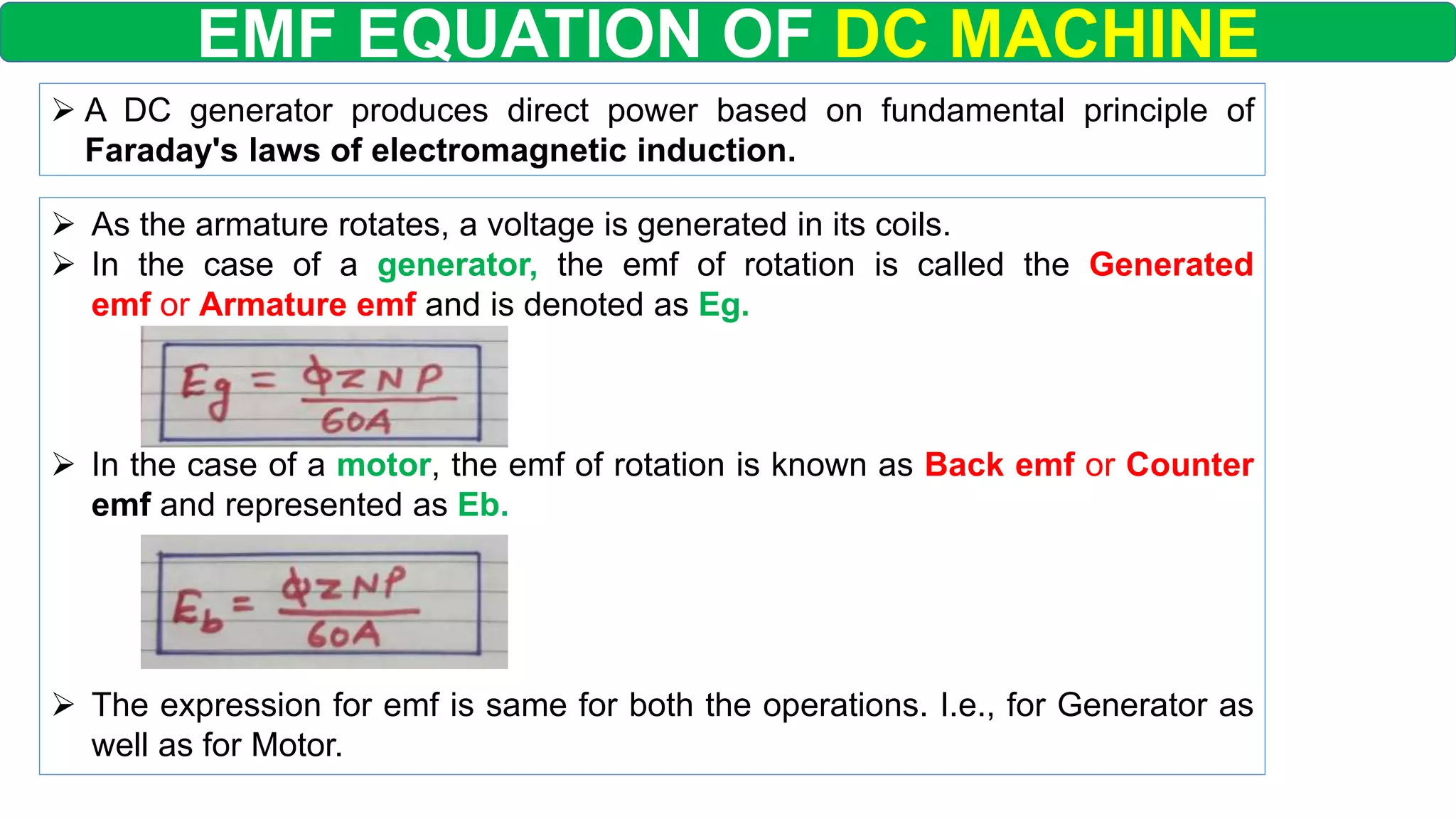 EMF EQUATION OF DC GENERATOR,DC MOTOR|DAY15|BACK EMF,TORQUE OF DC MOTOR|BASIC ELECTRICAL ...