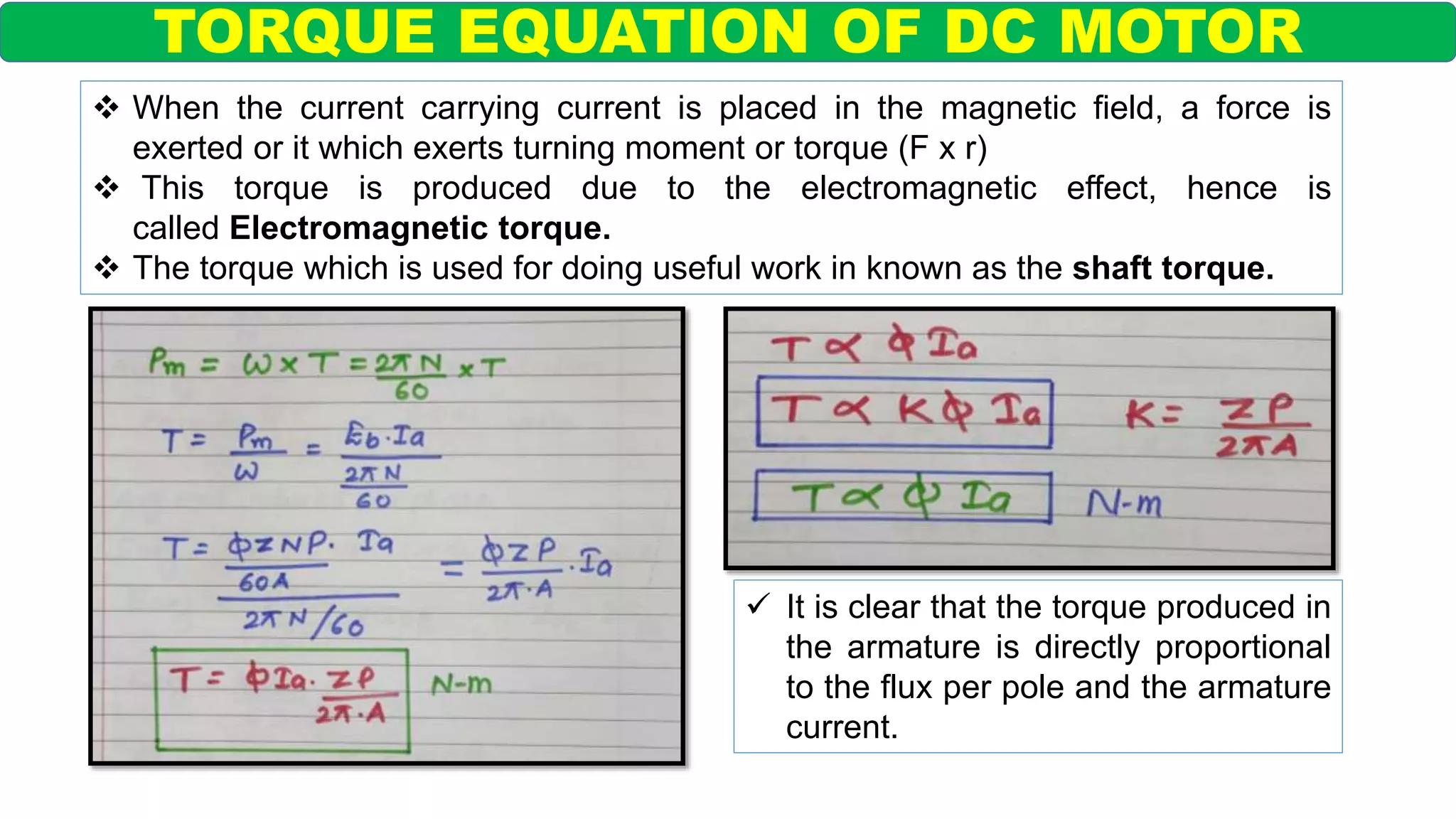 EMF EQUATION OF DC GENERATOR,DC MOTOR|DAY15|BACK EMF,TORQUE OF DC MOTOR ...
