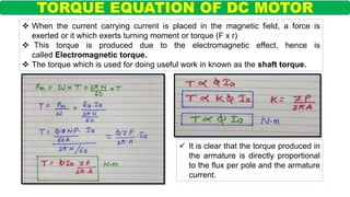 EMF EQUATION OF DC GENERATOR,DC MOTOR|DAY15|BACK EMF,TORQUE OF DC MOTOR ...