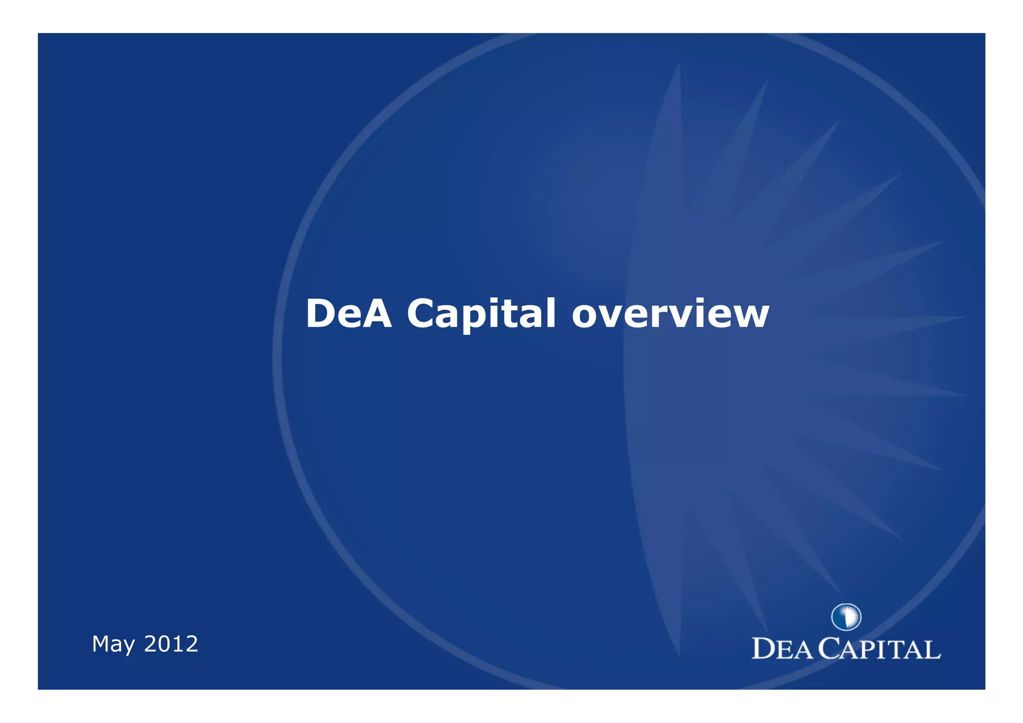 DeA Capital may 12 institutional presentation | PDF