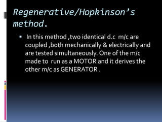 testing of dc machine | PPT