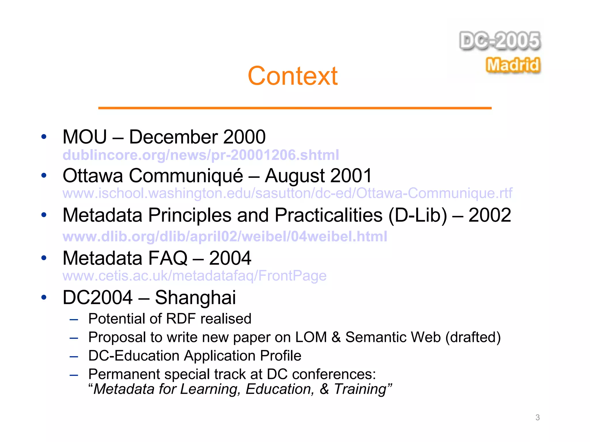 DCMI/IEEE workshop DC2005 | PPT
