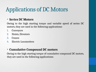 DC Motor electrical technology electrical engineering | PPT