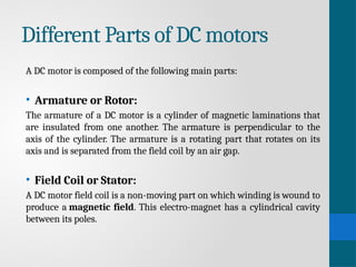 DC Motor electrical technology electrical engineering | PPT