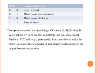 Dc motor interfacing with 8051 microcontroller | PPT