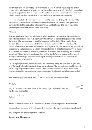 Dc motor modelling lab report | PDF | Physics | Science