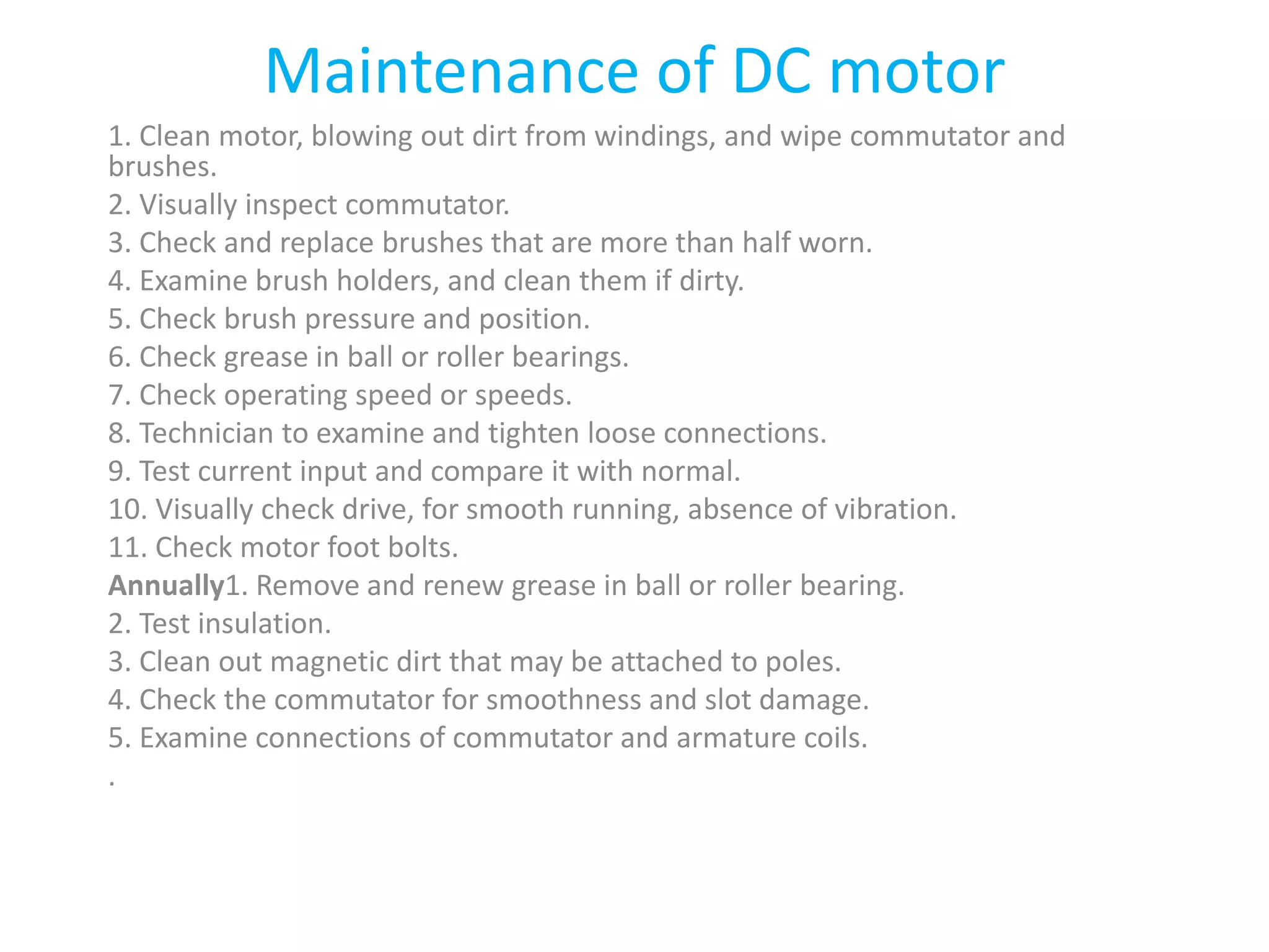 Dc motor operation and maintenance | PPTX