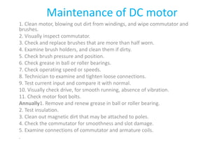 Dc motor operation and maintenance | PPTX