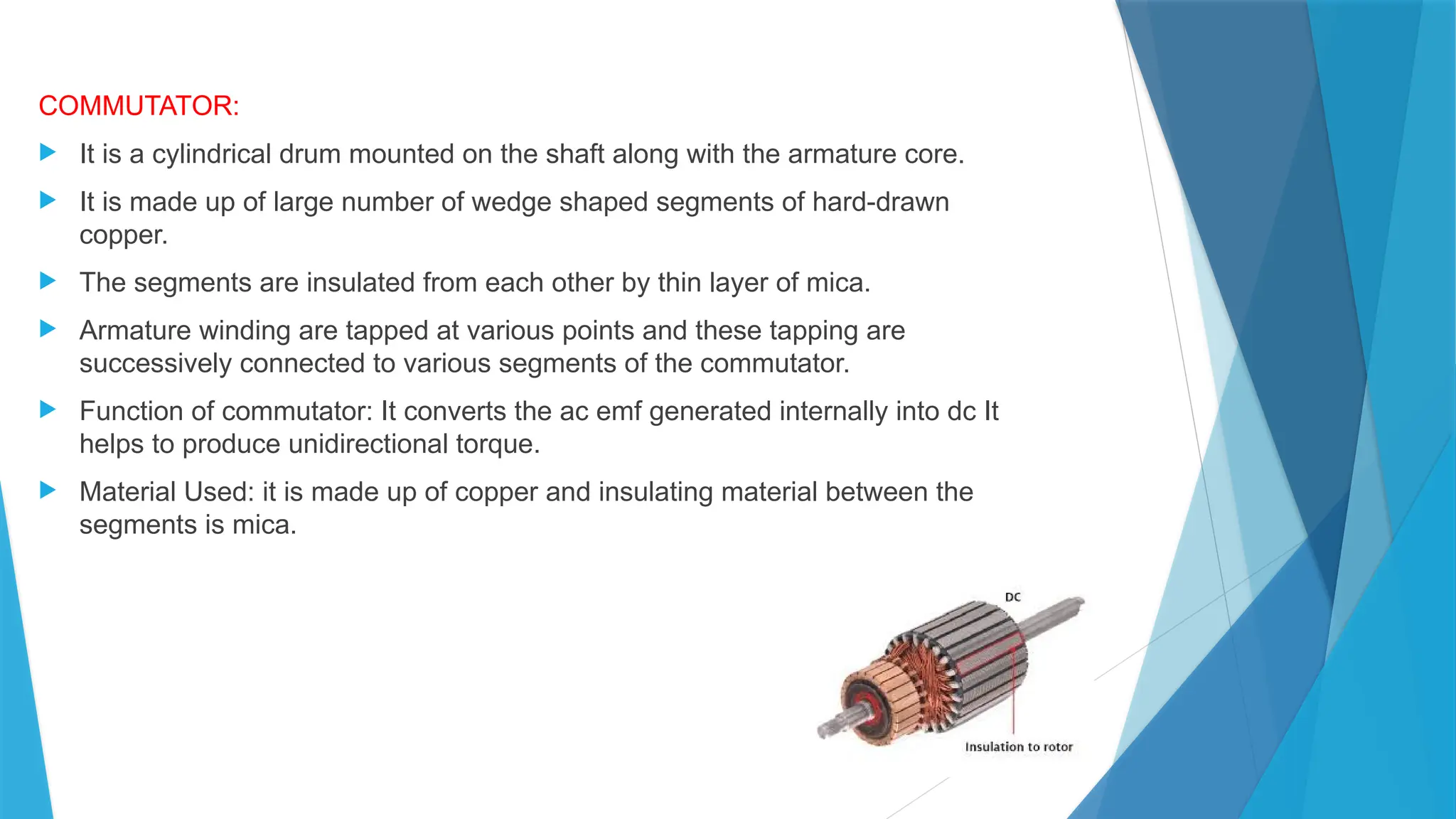 DC MOTORS basic details and information ppt | PPTX