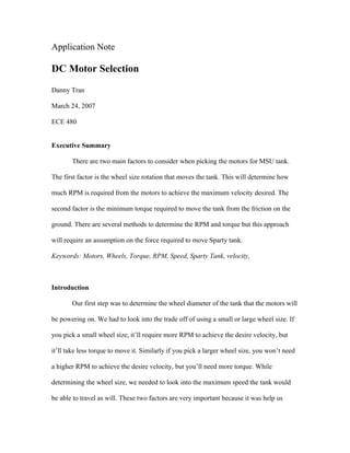 Dc motor selection | PDF | Physics | Science