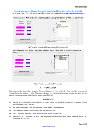 DC Motor Speed Control for a Plant Based On PID Controller | PDF