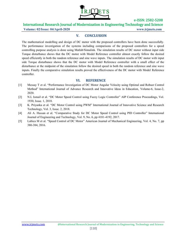Dc Motor Speed Control With The Presence Of Input Disturbance Using Neural Network Based Model