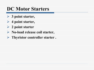 Dc motor starters | PPT