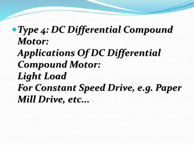 Application Of Different Types Of Dc Generator And Dc Motor Pptx