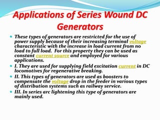 Application of different types of dc generator and dc motor | PPTX