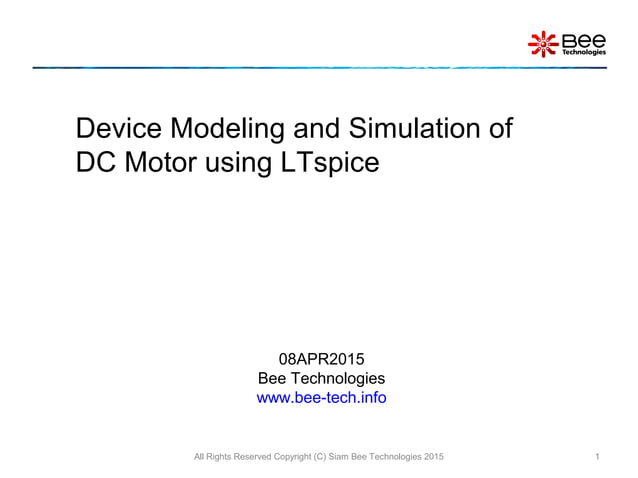 Device Modeling and Simulation of DC Motor using LTspice | PPT | Radio ...