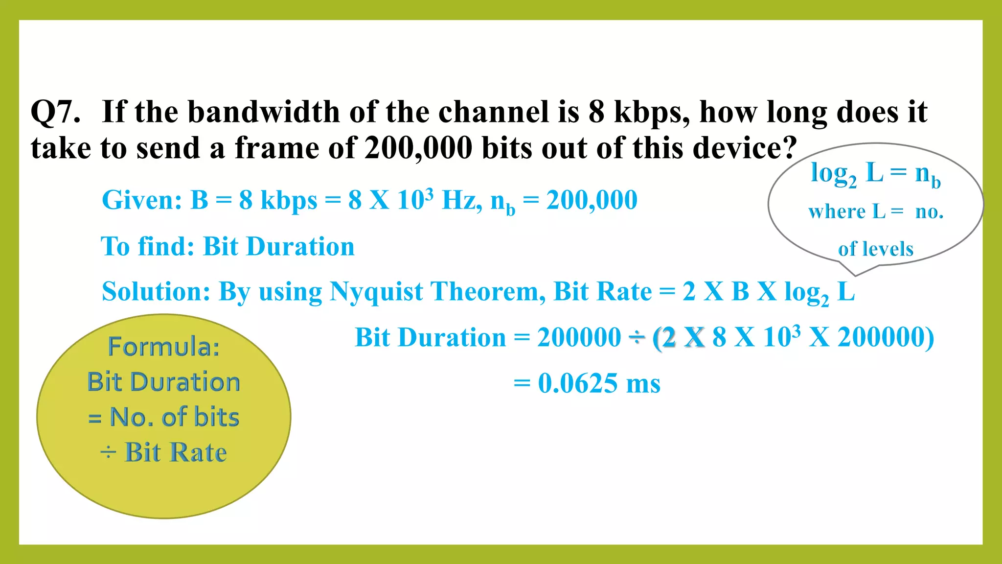 Physical Layer Numericals - Data Communication & Networking | PDF