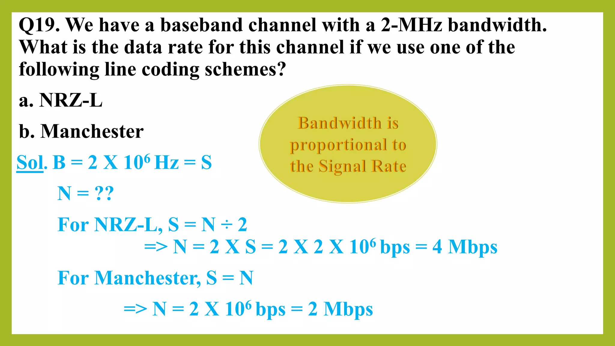 Physical Layer Numericals - Data Communication & Networking | PDF