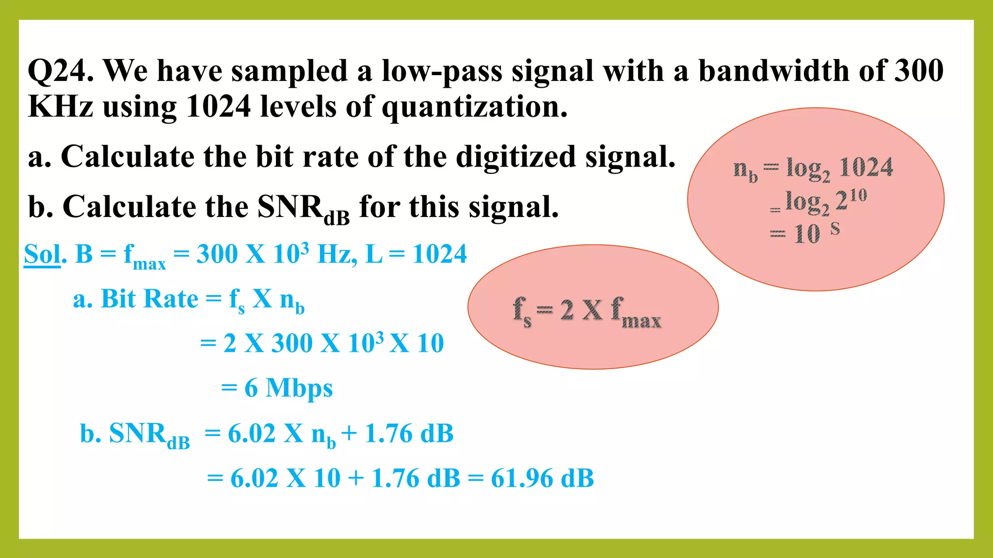 Physical Layer Numericals - Data Communication & Networking | PDF