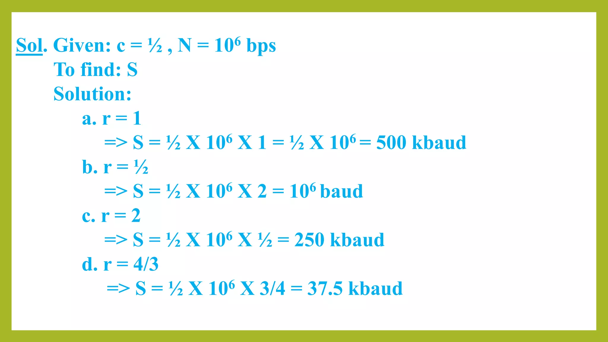 Physical Layer Numericals - Data Communication & Networking | PDF