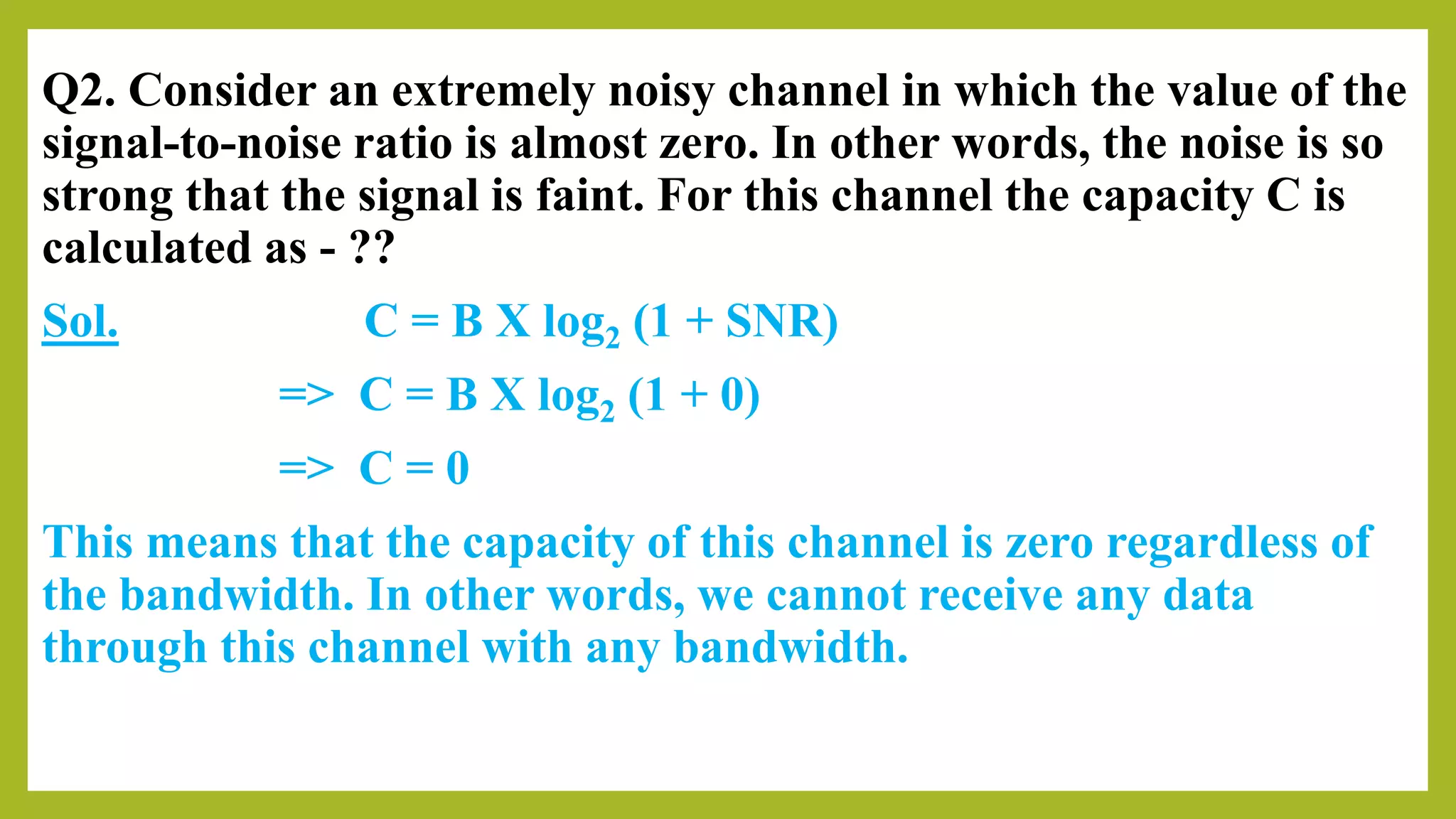 Physical Layer Numericals - Data Communication & Networking | PDF