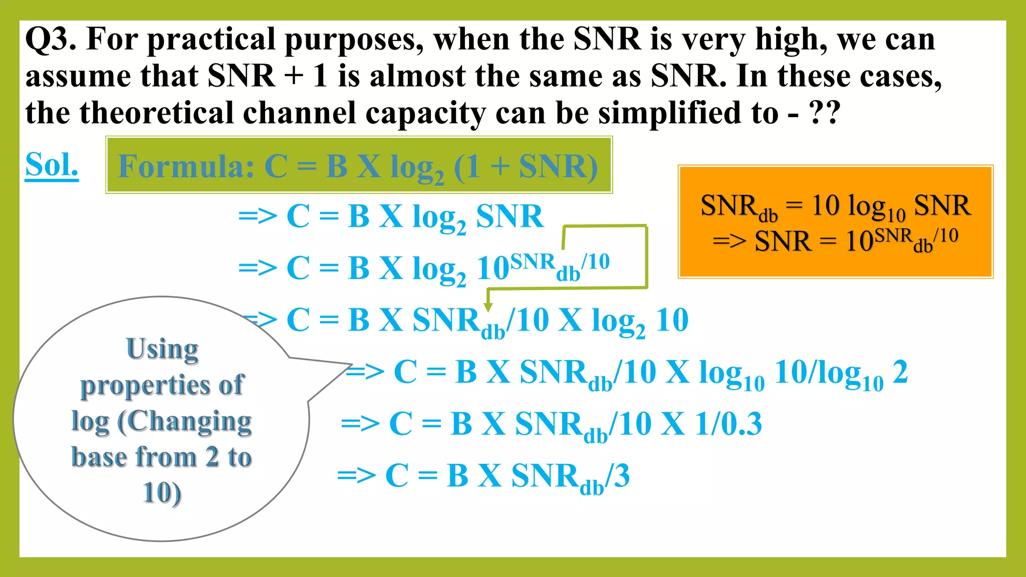 Physical Layer Numericals - Data Communication & Networking | PDF