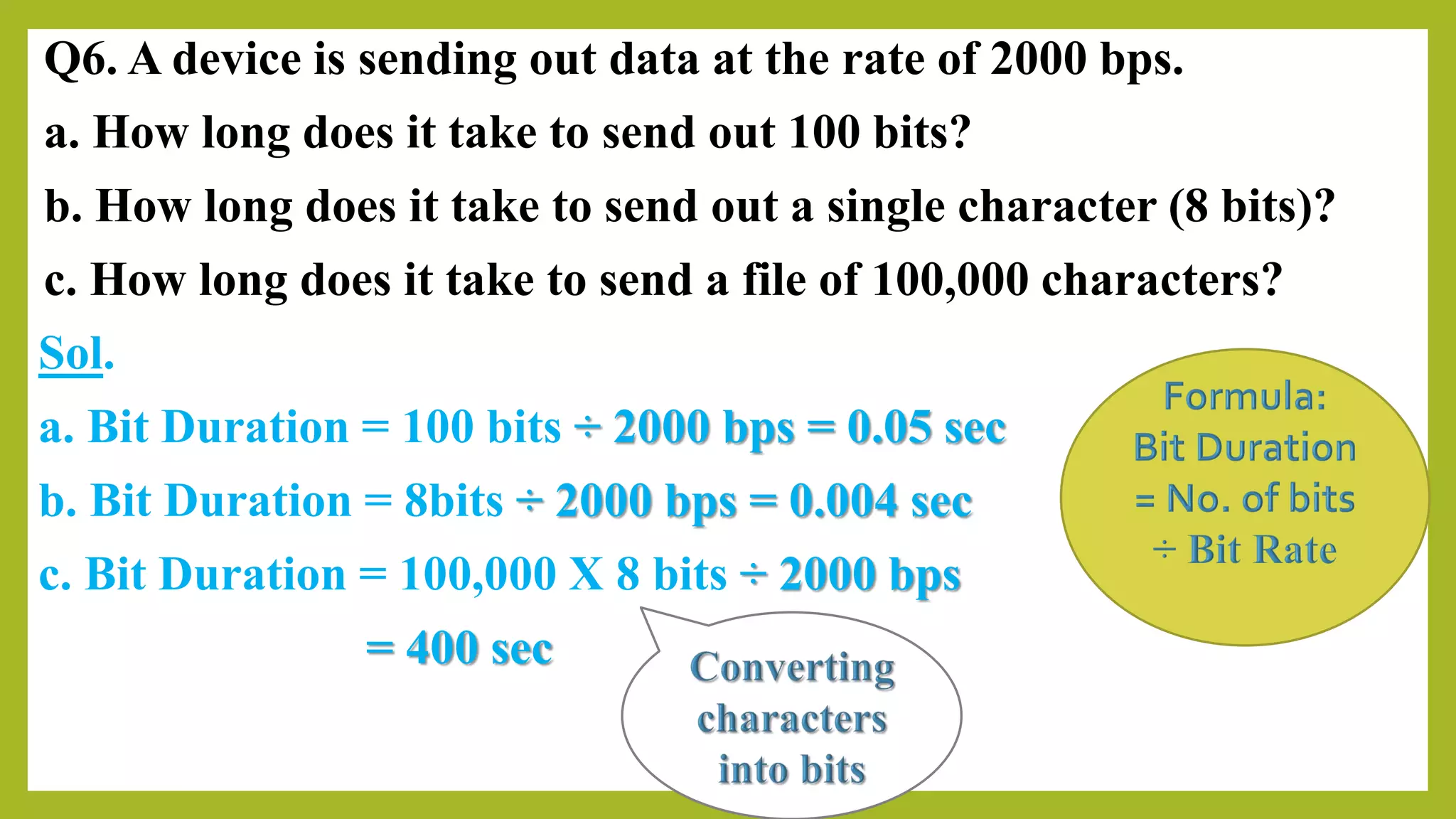 Physical Layer Numericals - Data Communication & Networking | PDF