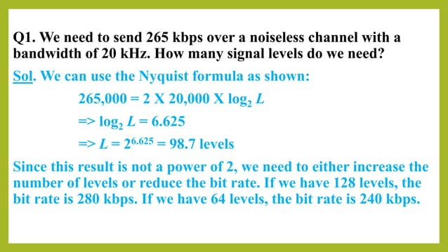Physical Layer Numericals - Data Communication & Networking | PDF ...