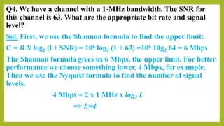 Physical Layer Numericals - Data Communication & Networking | PDF