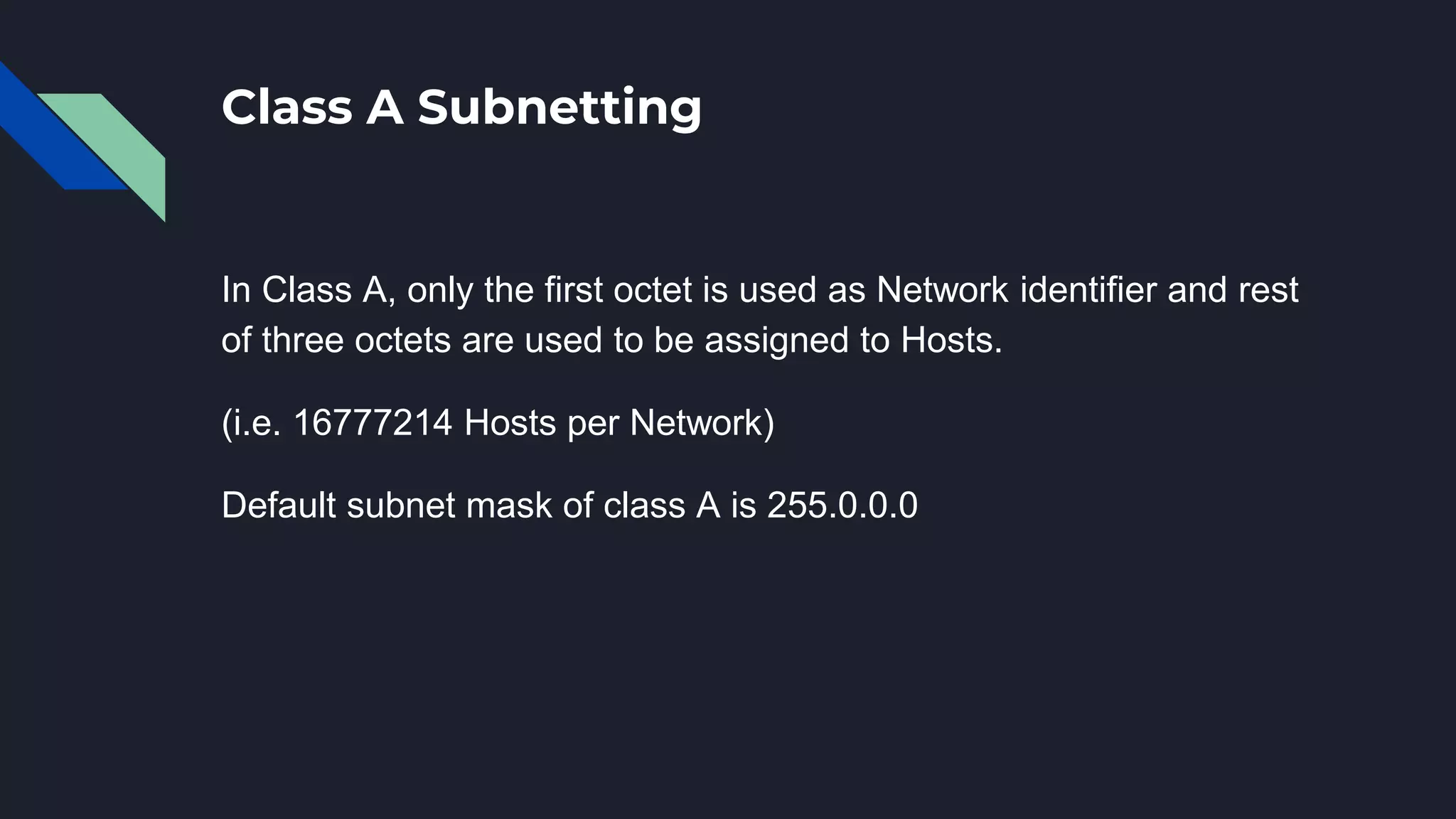 Dcn class a subnetting | PPTX