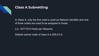 Dcn class a subnetting | PPTX