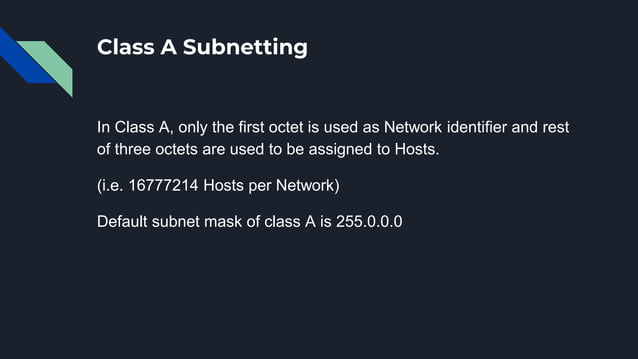 Dcn class a subnetting | PPTX
