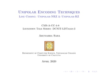 Unipolar Encoding Techniques: NRZ & RZ | PDF