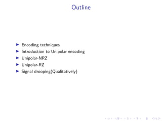 Unipolar Encoding Techniques: NRZ & RZ | PDF
