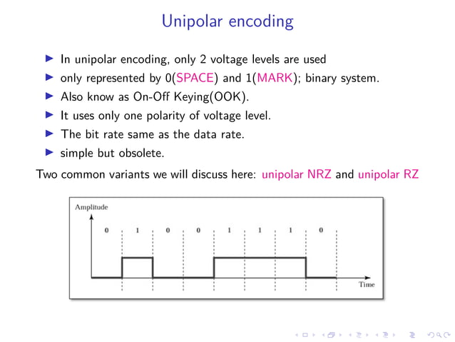 Unipolar Encoding Techniques: NRZ & RZ | PDF