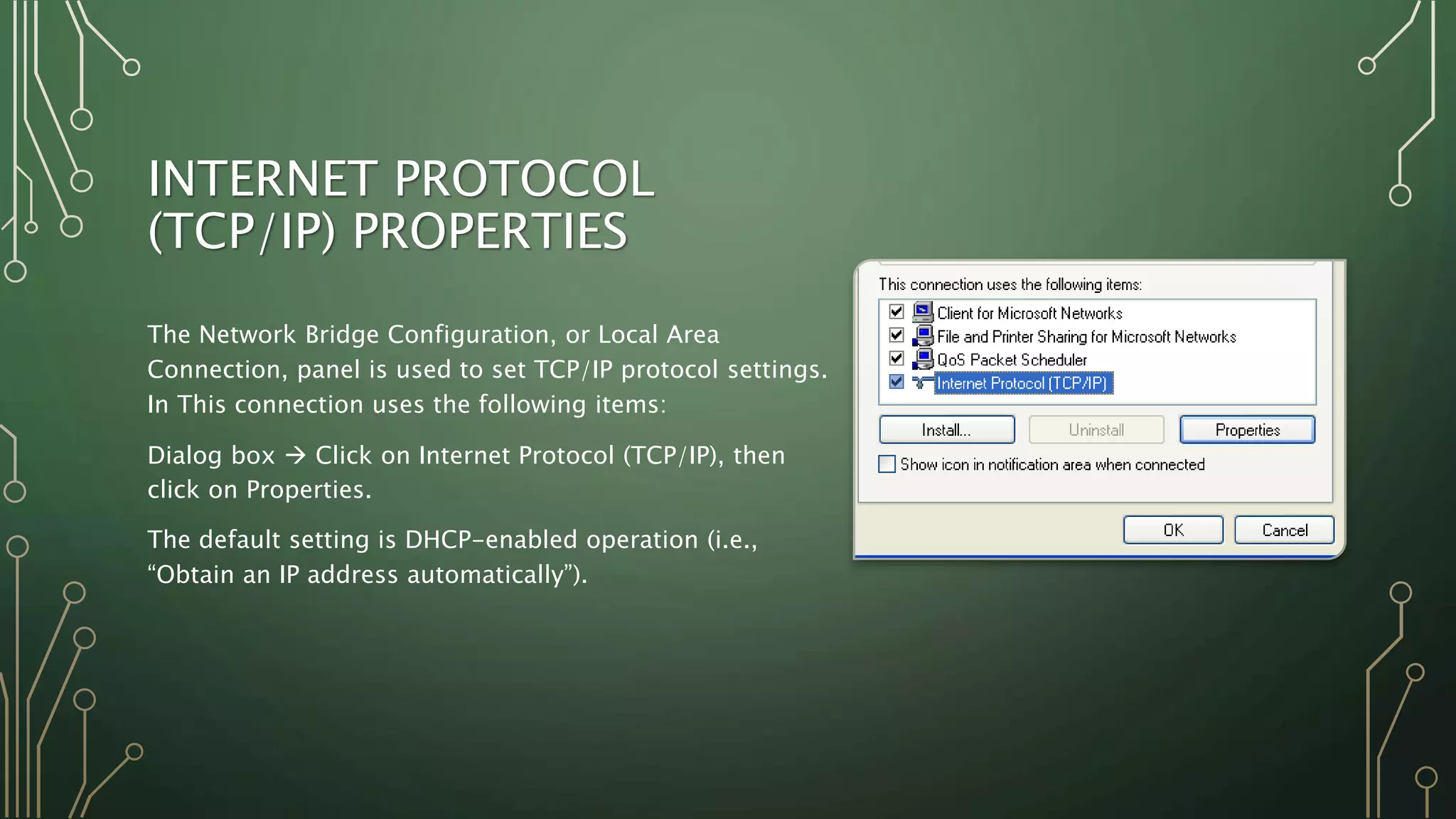 Installation of TCP/IP protocol and windows components | PPTX