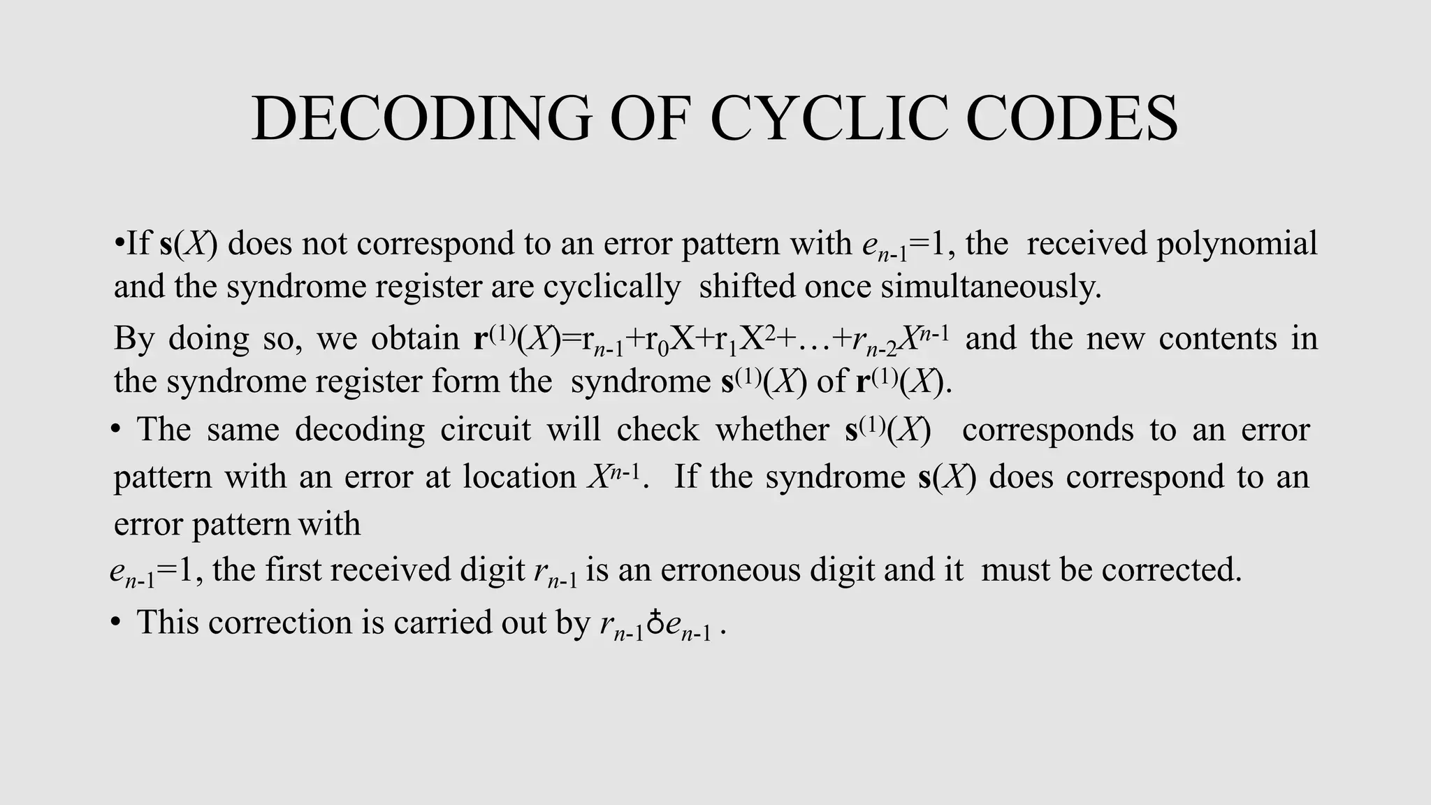 Digital Communication Encoding And Decoding Of Cyclic Code Ppt
