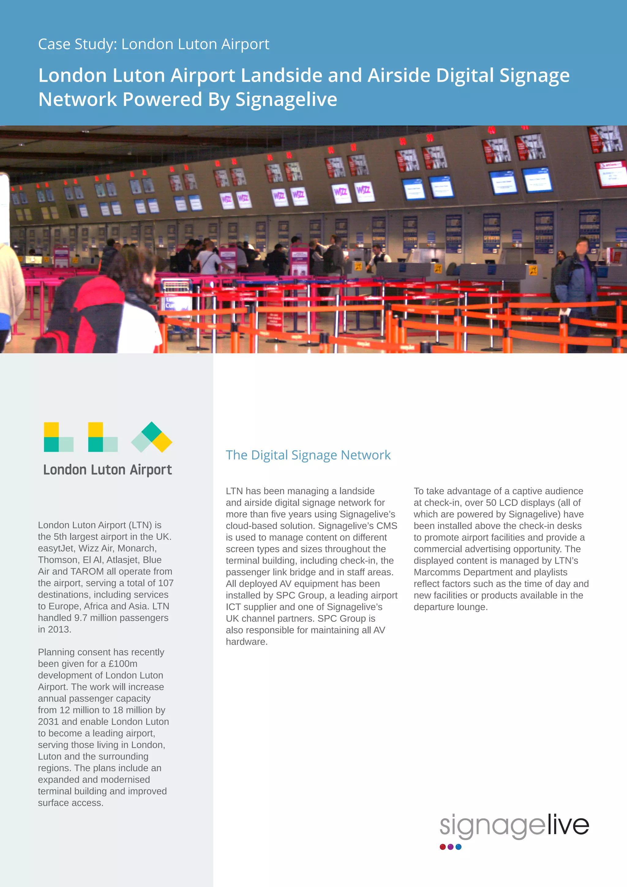London Luton Airport Landside and Airside Digital Signage Network ...